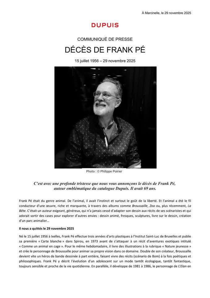 In memoriam: Frank Pé (1956–2025)